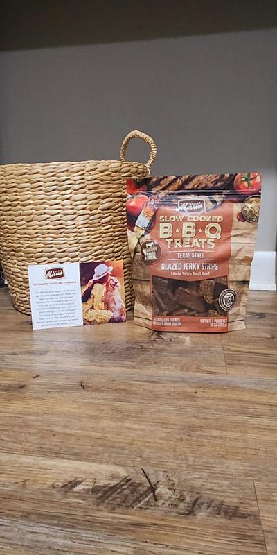 MERRICK Slow Cooked BBQ Beef Texas Style Glazed Jerky Strips Dog Treats ...