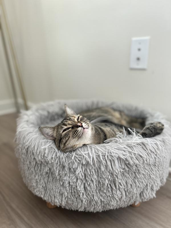FRISCO Long Faux Fur Elevated Cat Bed, Gray - Chewy.com