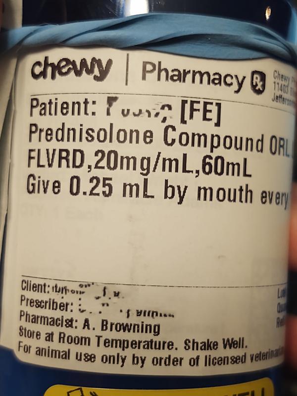 PREDNISOLONE COMPOUNDED Oral Liquid Marshmallow Flavored for Dogs ...