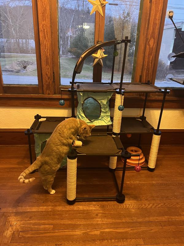 KITTY CITY Claw Mega Kit 46.75-in Faux Fleece Cat Tree & Condo, Green ...