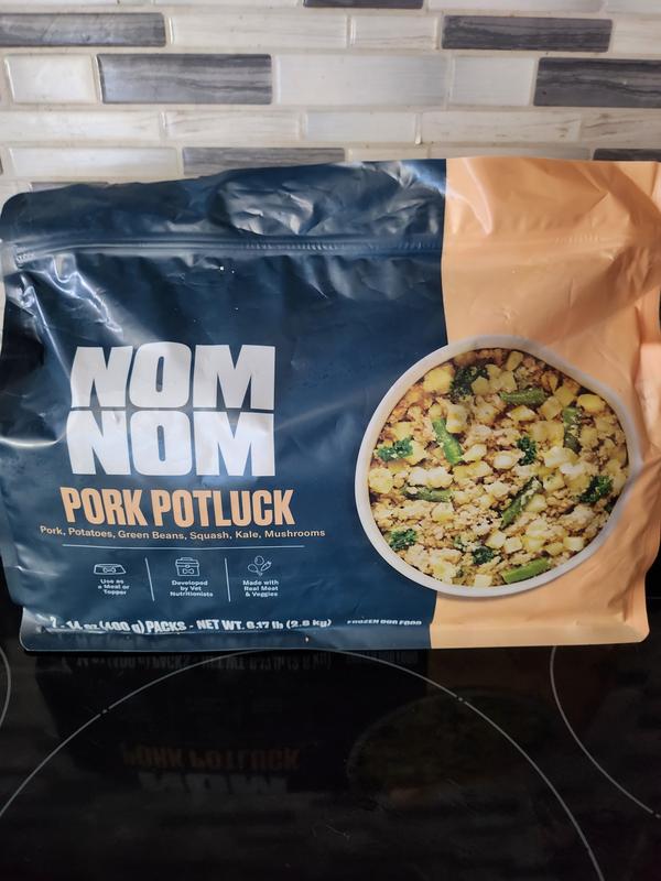 NOM NOM Freshly-Made Frozen Grain-Free Pork Potluck Dog Food, 14-oz ...