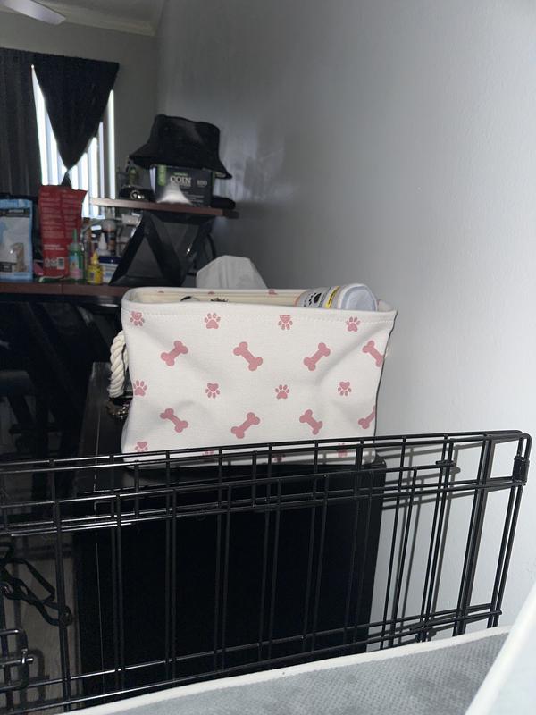 BONE DRY Paw & Bone Print Rectangle Dog Storage Bin, Grey - Chewy.com