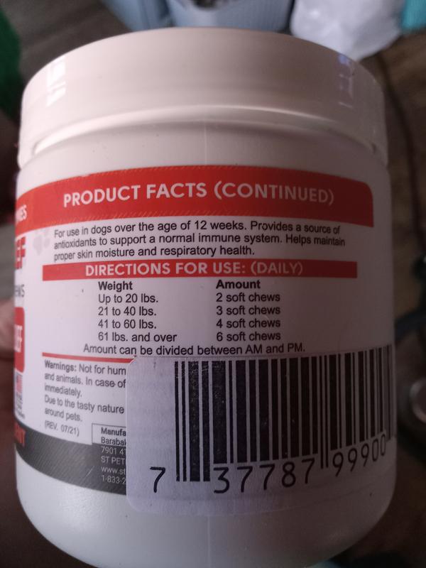 STRELLALAB Anti Itch Allergy Relief Omega Dog Chews, 120 count - Chewy.com