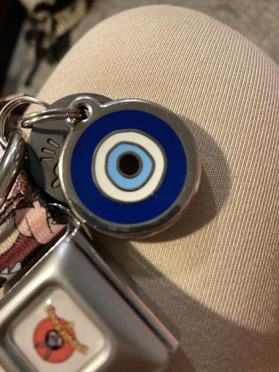 RED DINGO Evil Eye Stainless Steel Personalized Dog & Cat ID Tag, Small ...