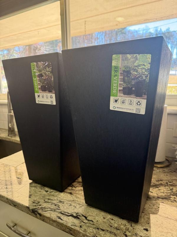 Tierra Verde Rectangle 10.3-in W x 10.3-in L x 20-in H Black Recycled ...
