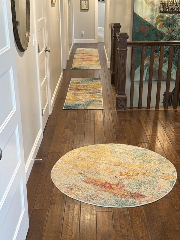 Nourison Celestial 8 X 10 (ft) Ivory Teal Blue Indoor Abstract Bohemian ...