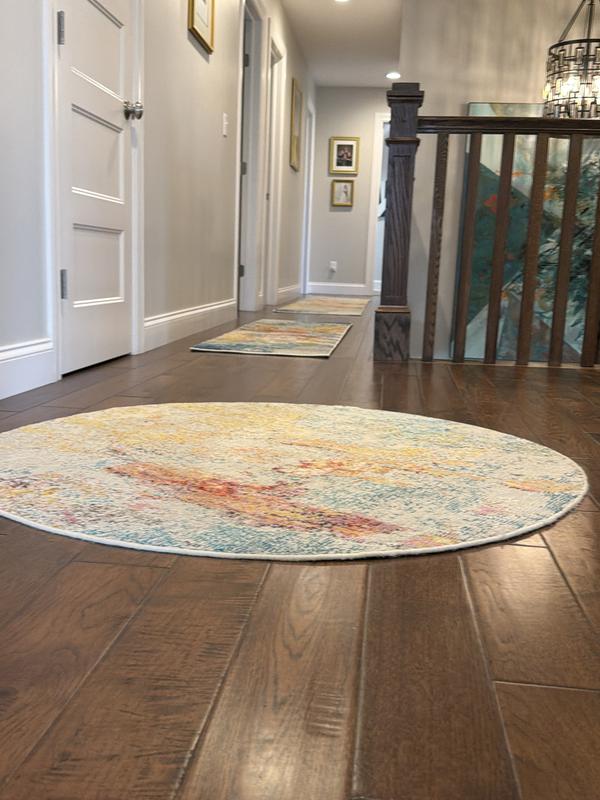 Nourison Celestial 8 X 10 (ft) Ivory Teal Blue Indoor Abstract Bohemian ...