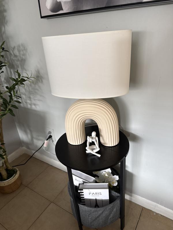 Nourison 16-in Cream Textured Ceramic Table Lamp in the Table Lamps ...