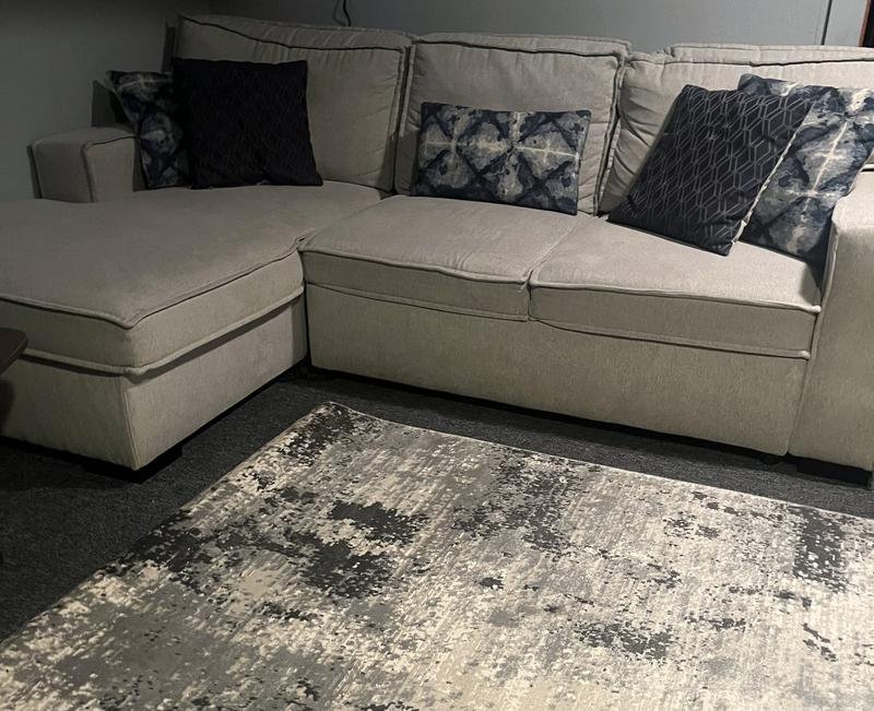 Nourison Home 9 x 12 (ft) Loomed Ivory Rectangular Indoor Abstract Area ...