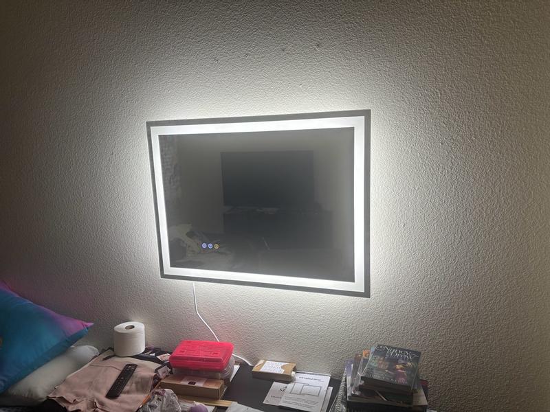 LOVMOR 48 inch W x 28 inch H Rectangular Frameless LED Wall Bathroom ...