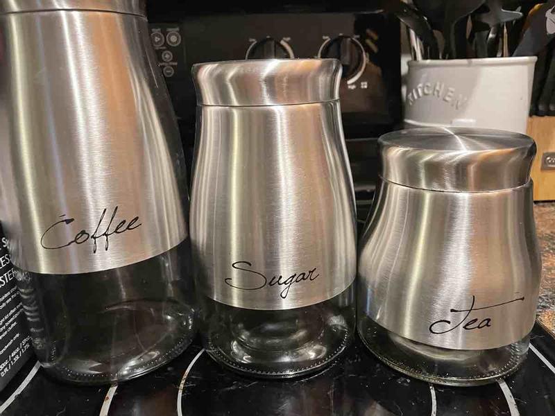 HOME BASICS 3-Piece Stainless Steel Canister Set with See-Through Glass ...