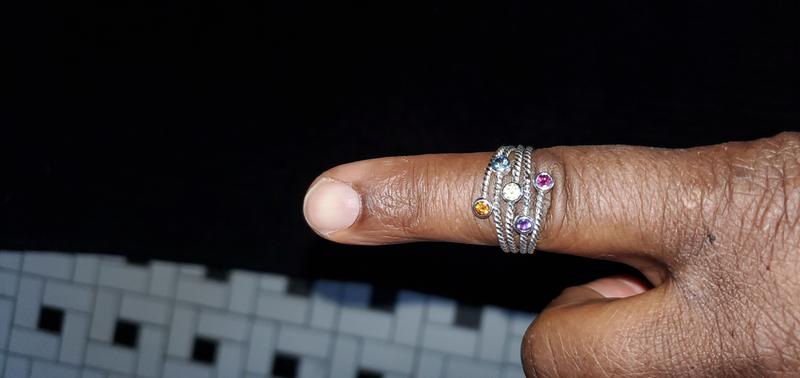 SAMUEL B. Sterling Silver Bezel Set Multiple Gemstone Multi Band Ring ...