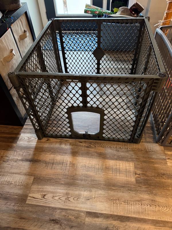 MyPet Petyard Protect, 6-Panel Hunter Green Pet Yard with Lockable Pet ...