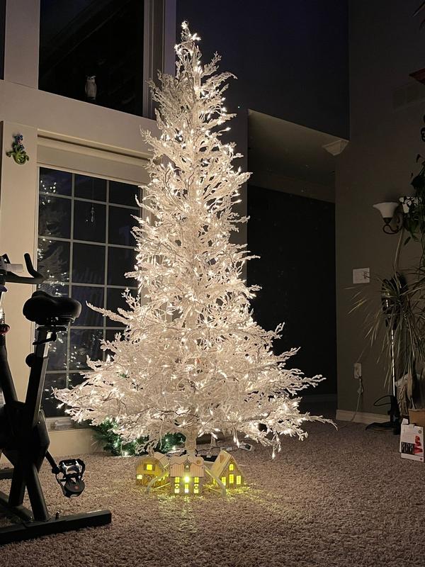 National Tree Company 9-ft Pre-lit Flocked Pink Artificial Christmas ...
