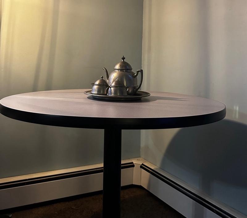 Hampden Furnishings Bennet Grey Nebula Round Contemporary/Modern Wood Dining Table, with Grey ...