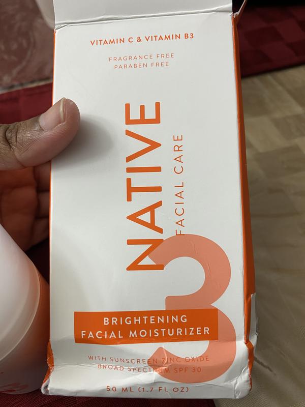 Native brightening face moisturizer sunscreen with vitamin c, spf 30 ...