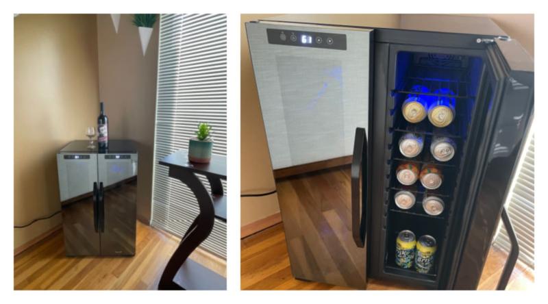 Newair Shadow Series Wine Cooler Refrigerator 12 Bottle & 39 Can Dual ...
