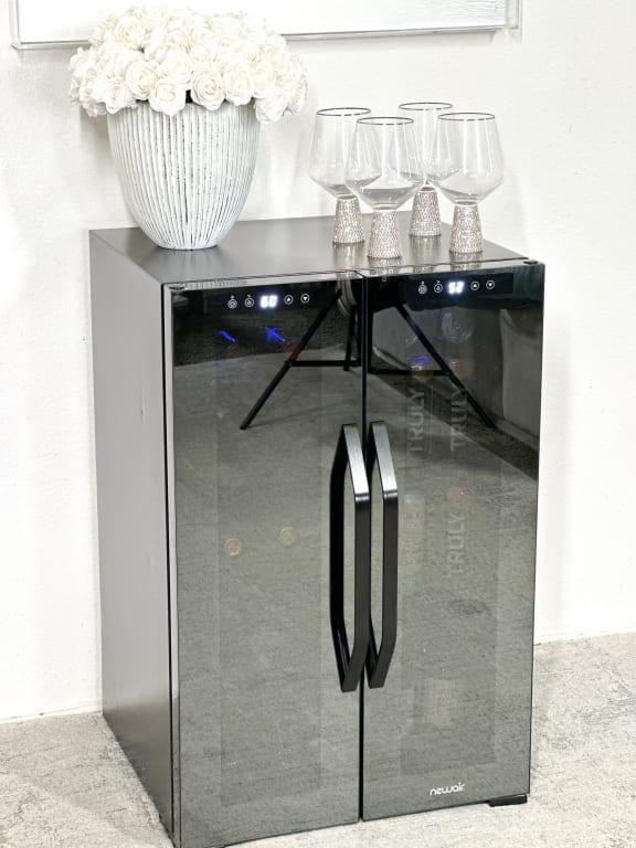 Newair Shadow Series Wine Cooler Refrigerator 12 Bottle & 39 Can Dual ...