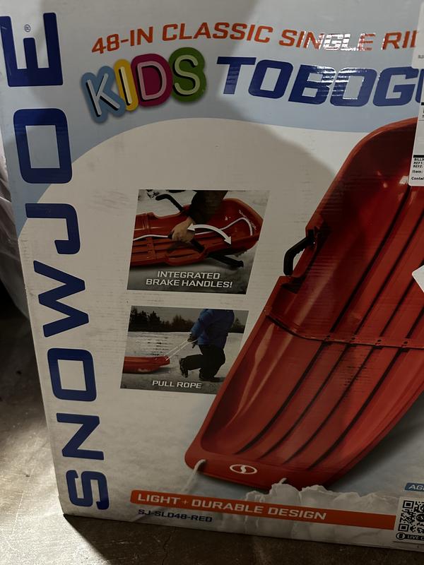Snow Joe SJ-SLD48-SJB Plastic Snow Sled 48 Inch Sledding Toboggan Board ...