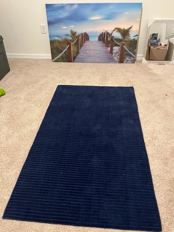 Solo Rugs Solid 5 x 8 (ft) Loomed Wool Navy Rectangular Indoor Solid ...