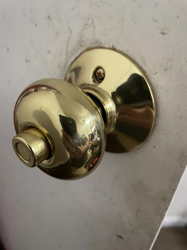 Schlage Bowery-Collins Satin Brass Interior Bed/Bath Privacy Door Knob F40 V BWE 608 COL at ...