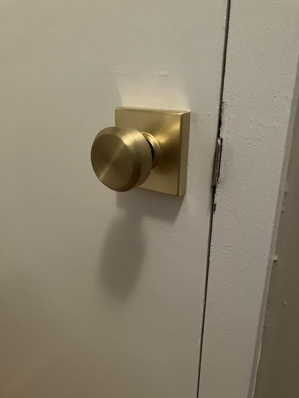 Schlage Bowery-Collins Satin Brass Interior Hall/Closet Passage Door Knob F10 V BWE 608 COL at ...