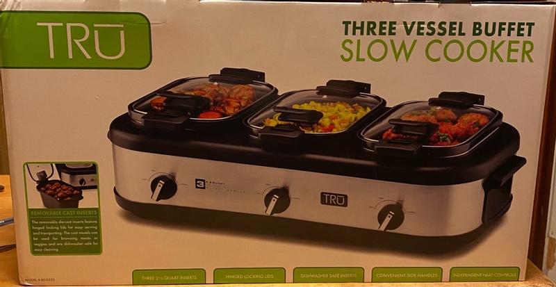 TRU Triple Crock Slow Cooker with Three 2½ Quart Inserts in the Slow ...