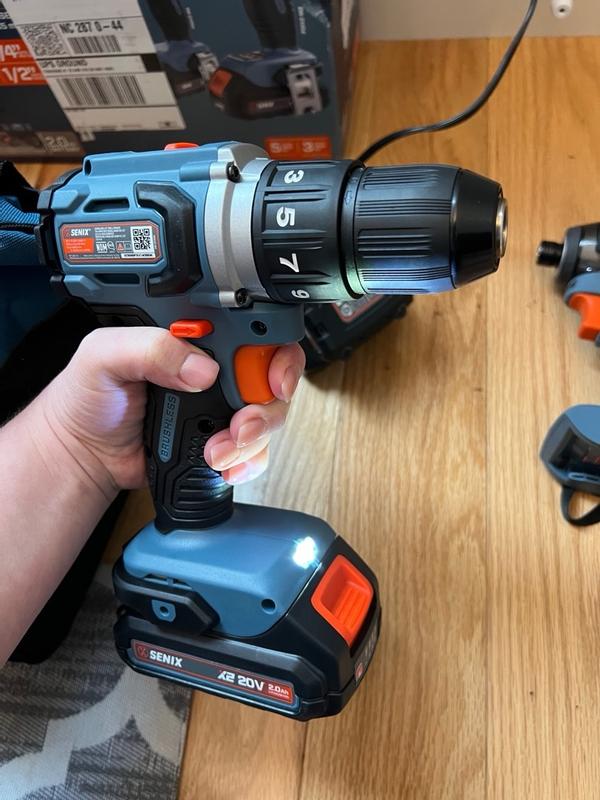 Senix 20 Volt Max Brushless 1/2-Inch Drill Driver, Battery, Charger and ...