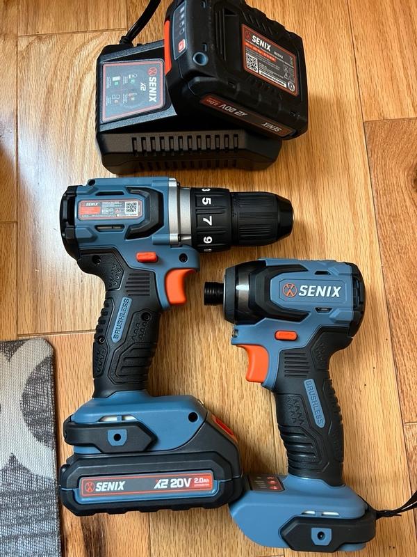 Senix 20 Volt Max Brushless 1/2-Inch Drill Driver, Battery, Charger and ...