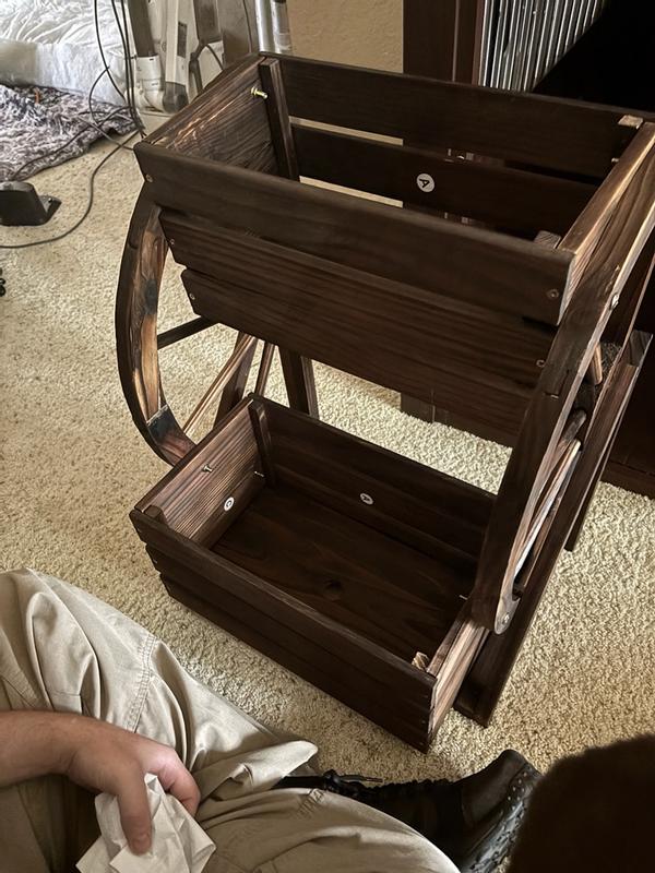 Sunnydaze Decor Indoor/Outdoor 2-Tiered Rustic Charred Fir Wagon Wheel ...