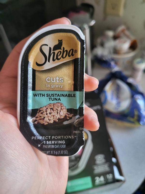 Sheba Perfect Portions Cuts in Gravy, with Sustainable Tuna and Salmon ...