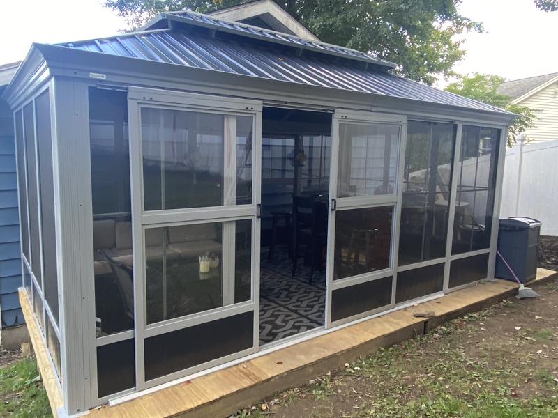Sojag 10-ft x 14-ft Bolata Light grey/Black Solarium with Hardtop Roof ...