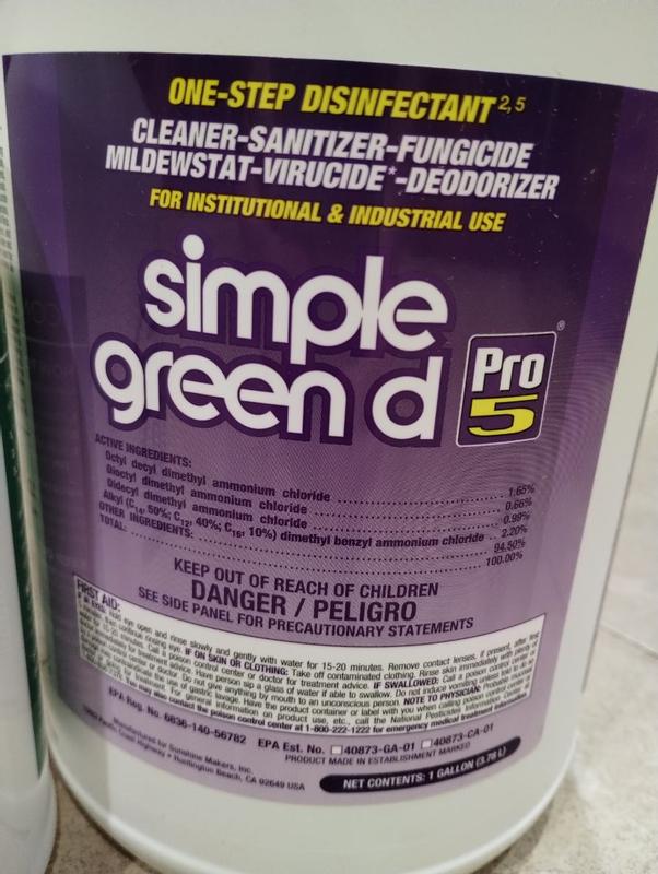 Simple Green d Pro 5 1-Gallon Unscented Disinfectant Liquid All-Purpose ...