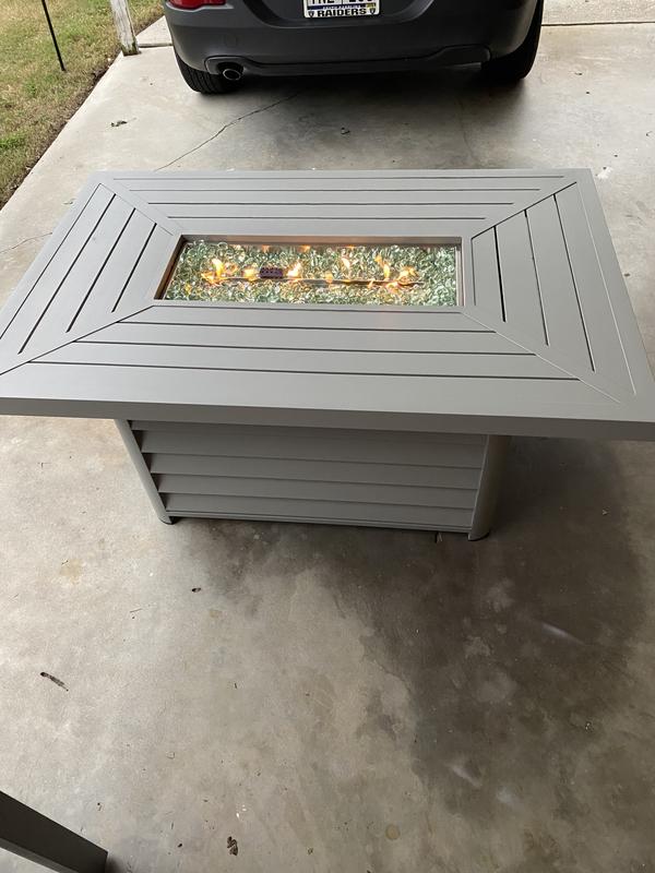 Octans 51.9-in W Dark Gray Aluminum Rectangle Tabletop Propane Gas Fire ...