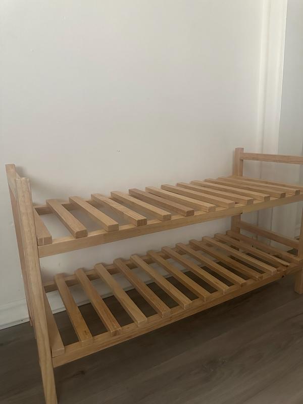 PJ Wood Stackable Wood Shoe Rack Organizer Shelf Closet Entryway ...