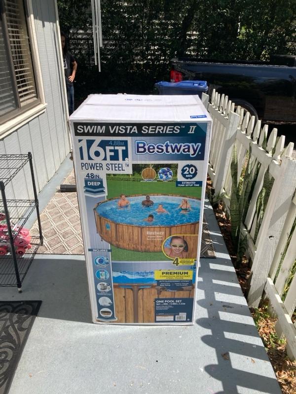Bestway 16-ft x 16-ft x 48-in Metal frame Round Above-Ground Pool with ...