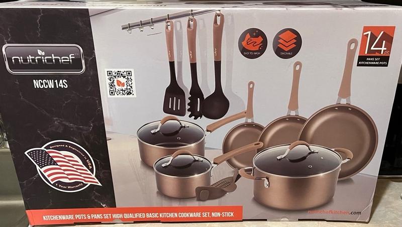 NutriChef Nonstick Cooking Kitchen Cookware Pots and Pans, 20 Piece Set ...