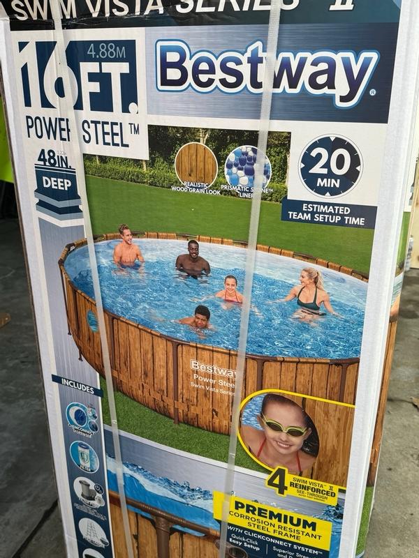 Bestway 16-ft x 16-ft x 48-in Metal frame Round Above-Ground Pool with ...