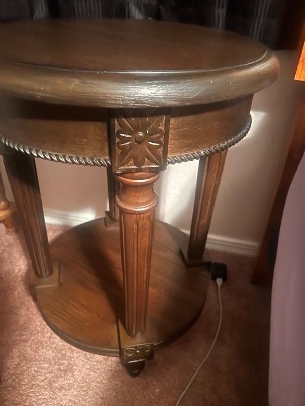 Maven Lane Pullman Traditional Round Wooden Side Table in Antiqued ...