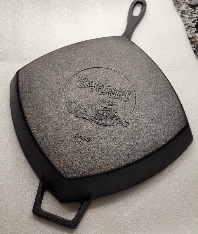 Bayou Classic 12 Inch Square Cast Iron Cooking Skillet Pan with Helper ...