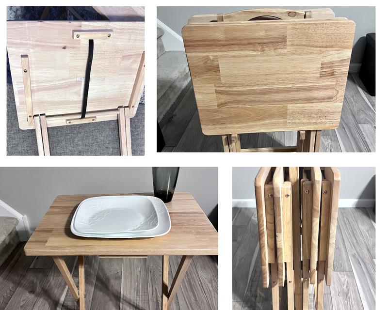 Plastic Development Group Portable Folding Table Wooden TV Tray Set ...