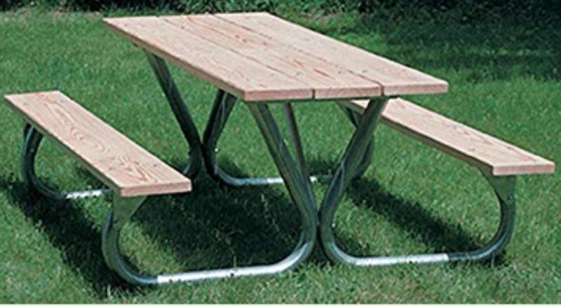 Pilot Rock 72.96-in Silver wood Rectangle Picnic Table in the Picnic ...