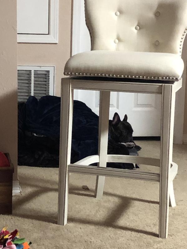 Maven Lane Hugo Counter Stool, Weathered Oak Finish Sand Color Fabric ...