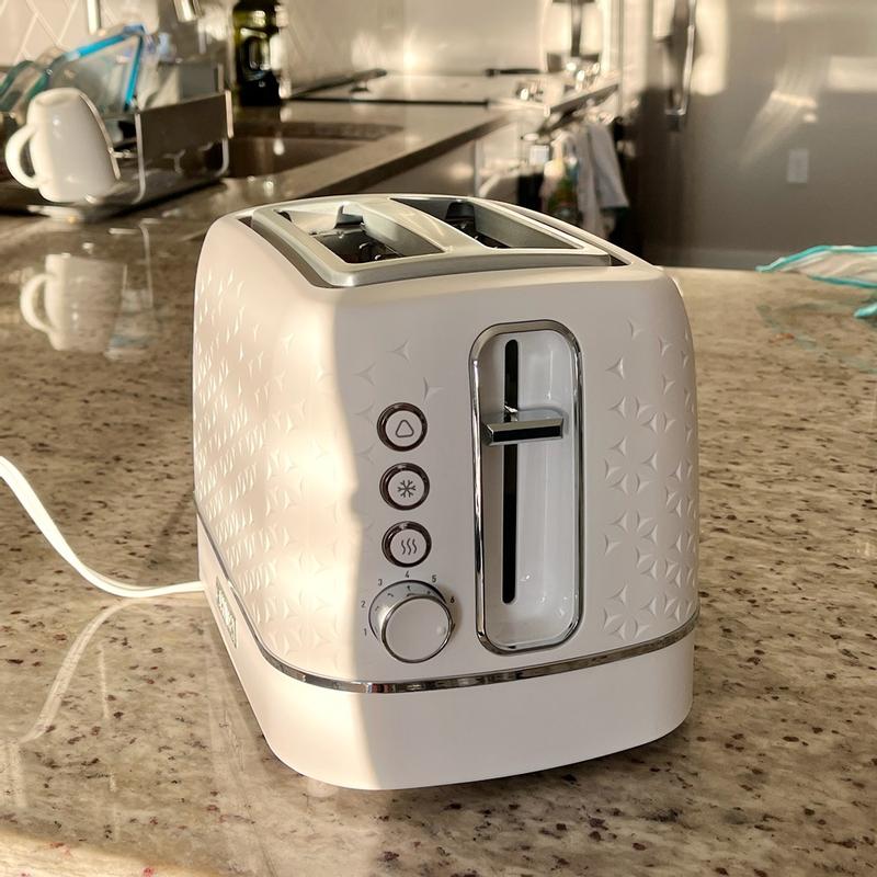 Haden Starbeck 2 Slice Wide Slot Stainless Steel Toaster, White ...
