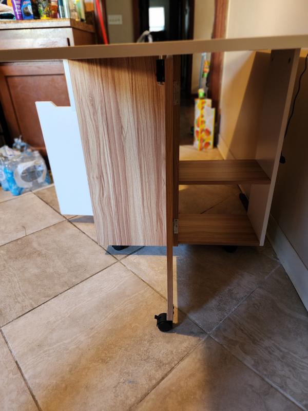 JOMEED Folding Dining Kitchen Table with Drawer and 2-Layer Storage ...