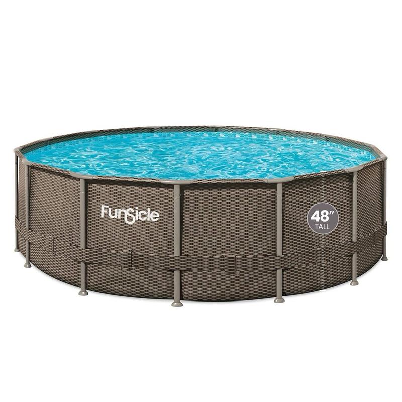 Summer Waves 16-ft x 16-ft x 48-in Steel Wall Panels Round Above-Ground ...