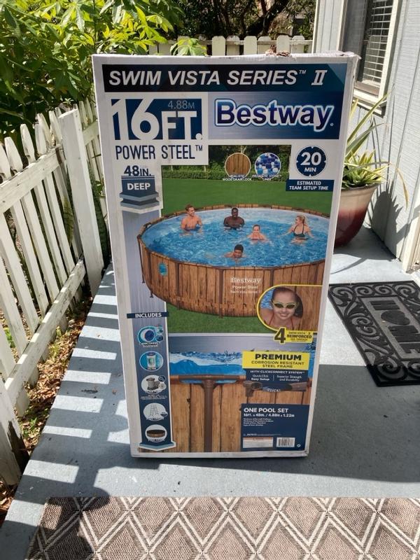 Bestway 16-ft x 16-ft x 48-in Metal frame Round Above-Ground Pool with ...