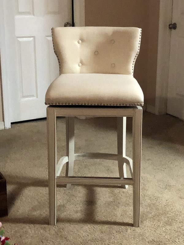 Maven Lane Hugo Counter Stool, Weathered Oak Finish Sand Color Fabric ...