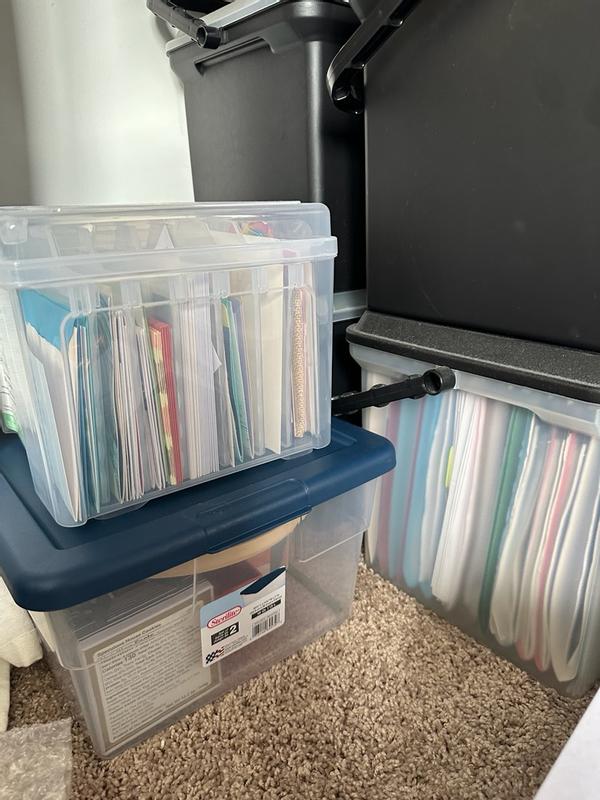 Sterilite Stackable 16 Qt Storage Box Container Clear Marine Blue Lid 2 ...