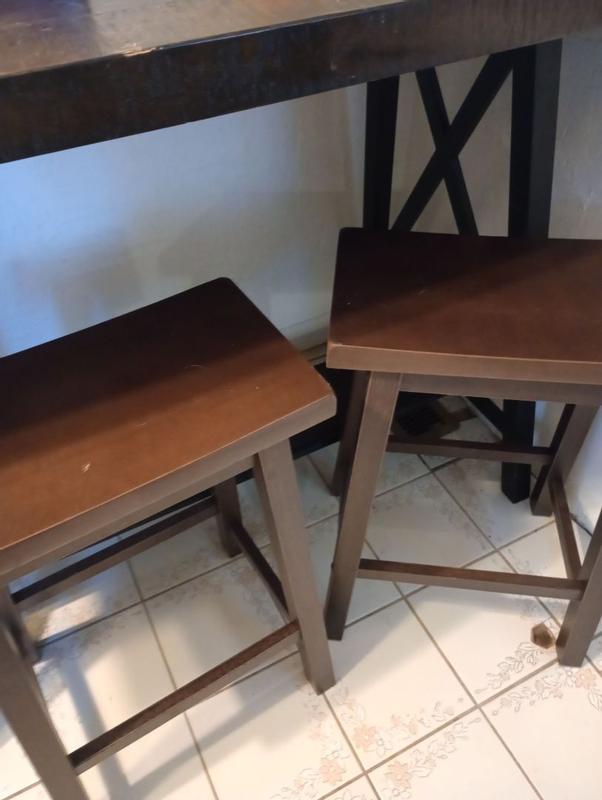 PJ Wood Classic Saddle-Seat 24" Tall Kitchen Counter Stools, Walnut ...